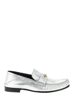 Versace La Medusa Laminated Nappa Leather Loafers - Silver