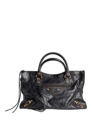 Balenciaga Le City Medium Bag In Arena Leather - Black