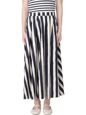 Max Mara Striped Cotton Midi Skirt - Blue