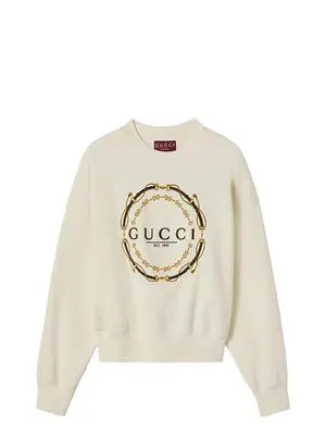 Gucci Brushed Cotton Jersey Sweatshirt With Bridle Print - Multicolor