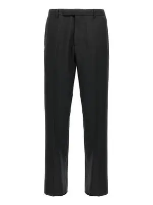 Gucci Tailored Twill Pants With Embroidered Logo - Black
