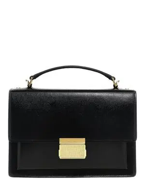 GOLDEN GOOSE Venezia Leather Handbag With Metal Clip Closure - Black