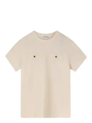 Moncler Cotton Crewneck T-shirt With Gold Button Detail - Multicolor