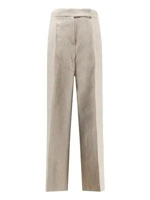 Max Mara Beige Linen Trousers - Multicolor