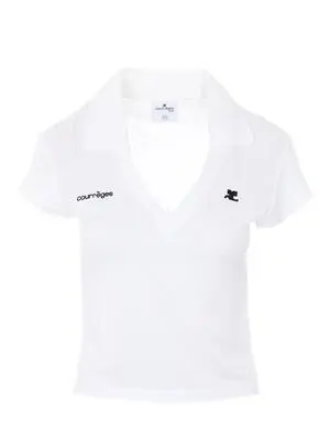 COURREGES Logo Sports Cropped Top - White