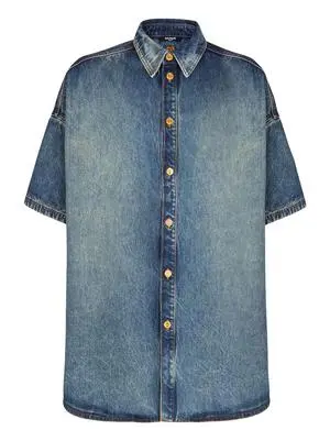 Balmain Short-sleeved Button-up Shirt - Blue