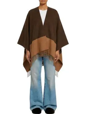 Gucci Wool/cashmere Cape With Fringe - Brown