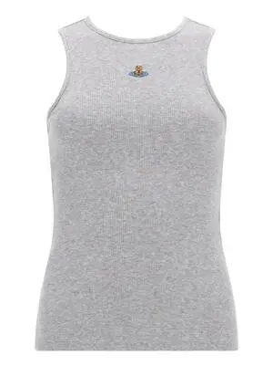 VIVIENNE WESTWOOD VIVIENNE WESTWOOD Ribbed Tank Top With Logo Gray