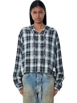 Acne Studios Hooded Check Shirt - Green