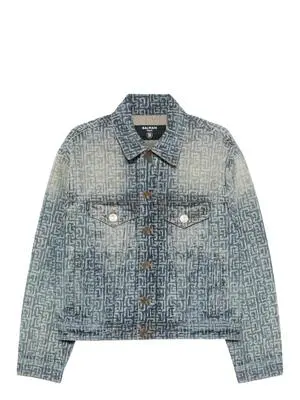 Balmain Monogrammed Denim Jacket - Blue