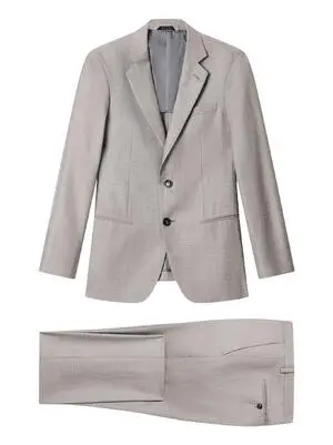 Giorgio Armani Giorgio Armani Men Soho Line Single-Breasted Suit In Wool, Silk And Linen Grisaille Gray