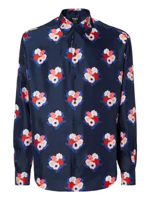 Fendi Shirt Over Silk Bou - Blue