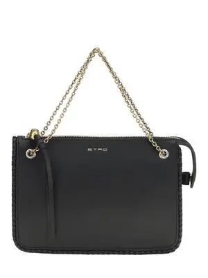 Etro Leather Crossbody Clutch With Metal Chain - Black