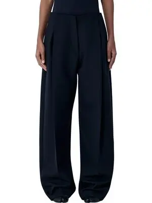 Sportmax Wool-blend Wide-leg Tailored Pants - Black