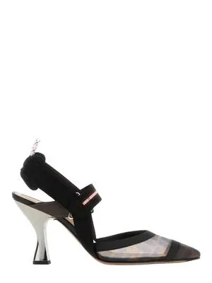 Fendi Slingback Heel With Ff Monogram Mesh - Multicolor