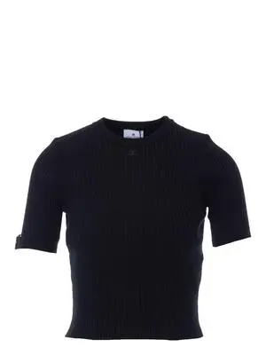COURREGES COURREGES Ribbed Crew Neck Short Sleeve T-Shirt