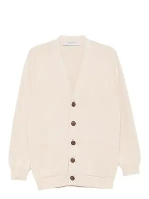 GOLDEN GOOSE GOLDEN GOOSE Cream Ribbed Knit V-Neck Cardigan