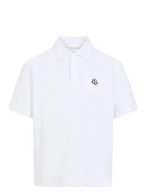 Moncler Logo Cotton Piqué Polo Shirt - White