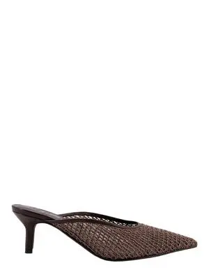 Brunello Cucinelli Leather And Monili Detail Pointed Toe Mules - Multicolor