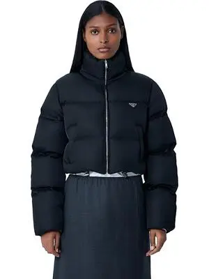 PRADA PRADA Short Re-Nylon Down Jacket With Logo Motif