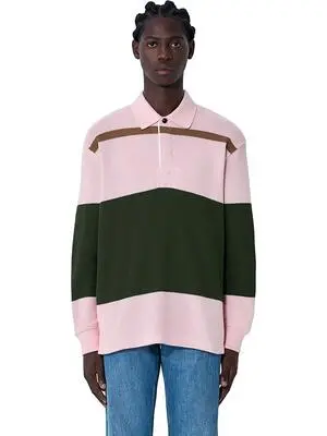 Bottega Veneta Jumbo Cotton Pique Stripe Polo Shirt - Cream