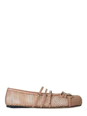 Gucci GUCCI Horsebit Ballerina Flats In Mesh With Leather Trims Pink
