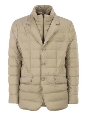 Herno Quilted Down Jacket With Detachable Bib - Cream