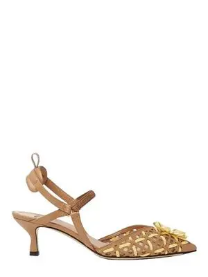 Fendi Pointed Toe Strappy Woven Heels - Brown