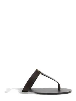 Saint Laurent Babylone' Leather Flat Sandals - Brown