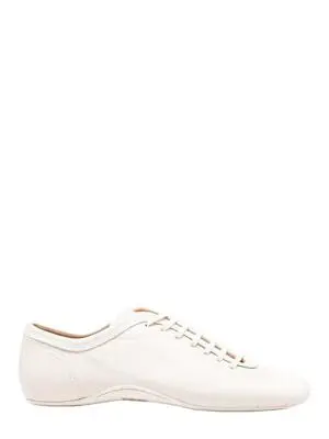 Dries Van Noten Lace-up Round Toe Leather Sneakers - Cream