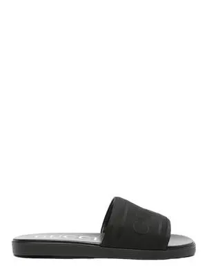 Gucci Rubber Sole Logo Detail Slides - Black