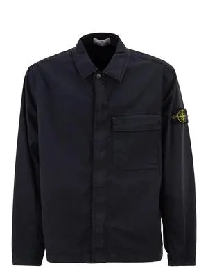 Stone Island Regular Fit Overshirt With Concealed Zip - Blue