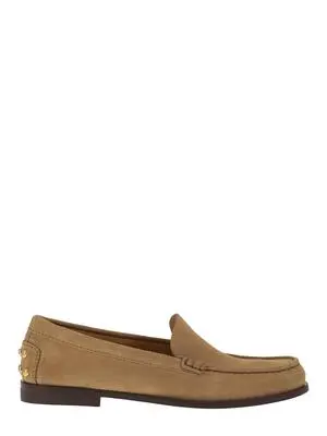 TOD'S TOD'S Suede Leather Loafers With Metal Detailing Cream