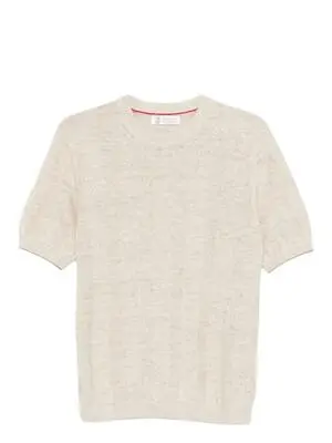 Brunello Cucinelli Short Sleeve Textured Knit Sweater - Multicolor