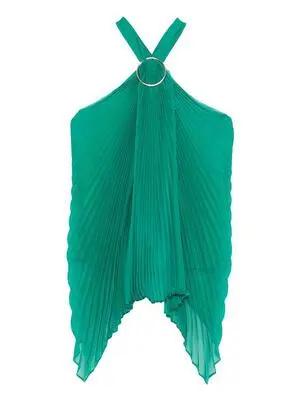 Max Mara MAX MARA Green Pleated Halterneck Top Green