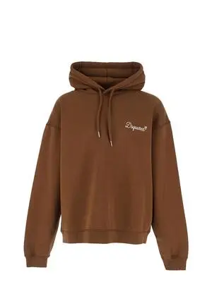 Dsquared2 Dsquared2 Cotton Hoodie With Drawstring And Logo Lettering Brown