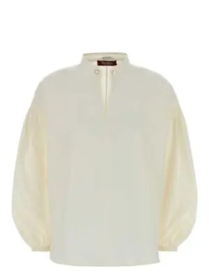 Max Mara Geometric Print Belted Shirt - White