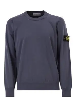 Stone Island Crew Neck Jumper With Lapel Detail - Multicolor