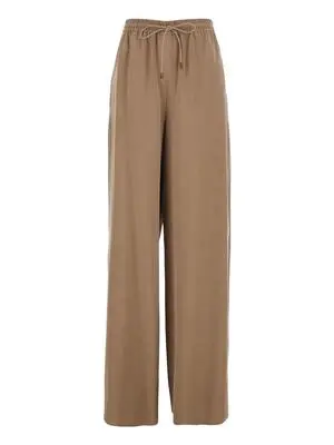 Max Mara Wide Leg Silk Drawstring Pants - Cream