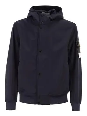 Stone Island Hooded Technical Jacket With Water-resistant Membrane - Blue