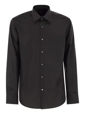BOSS Regular Fit Shirt In Easy-iron Cotton Poplin - Black