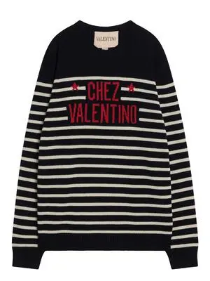 Valentino Garavani Wool Sweater With Jacquard Motif - Blue