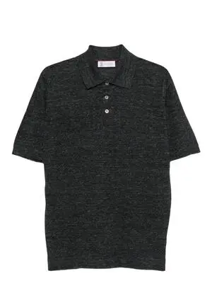 Brunello Cucinelli Linen And Cotton Knit Polo - Gray