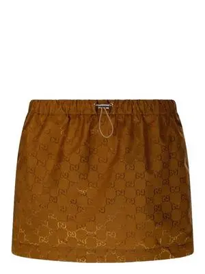 Gucci Monogram Pattern Straight Skirt - Brown