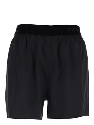 TOM FORD TOM FORD Stretch Silk Shorts With Logo Lettering