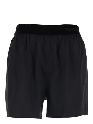 TOM FORD TOM FORD Stretch Silk Shorts With Logo Lettering