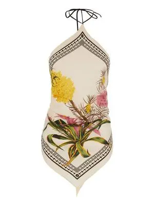Blumarine Viscose Floral Print Knot Top - Multicolor