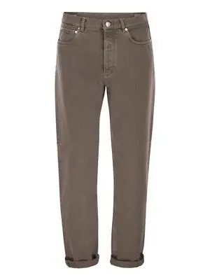 Brunello Cucinelli Iconic Fit Five-pocket Trousers In Garment-dyed Denim - Multicolor