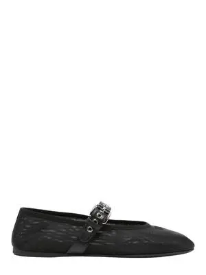 Miu Miu Ballet Flat With Buckled Strap - Black