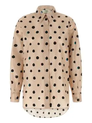 Fendi Fendi Falena Dots Print Silk Shirt Pink